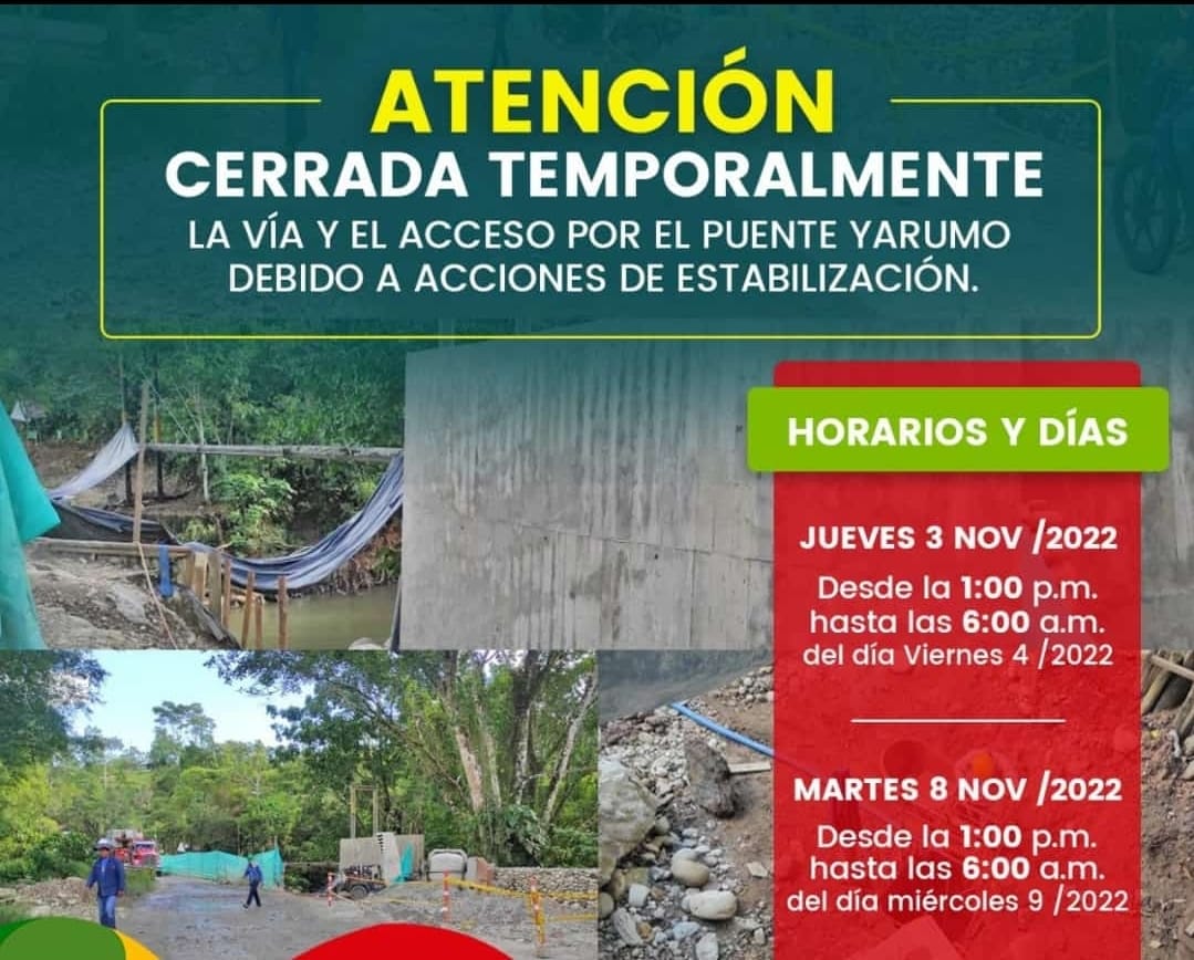 Cierre temporal en el Puente El Yarumo (Orito) - MiPutumayo Noticias