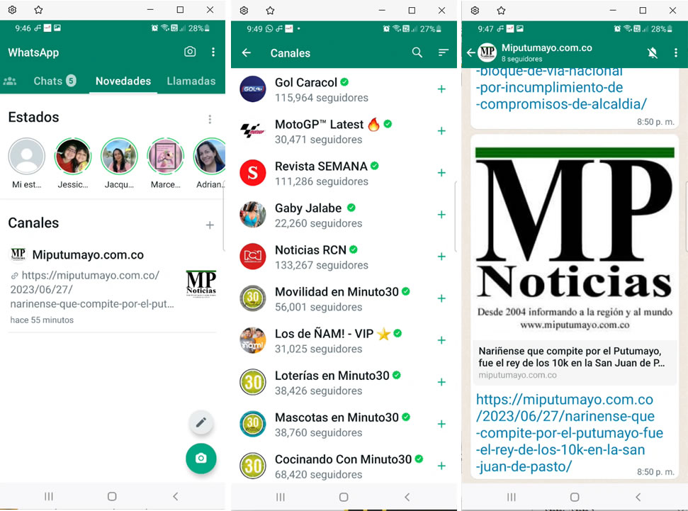 Cómo seguir el canal de MiPutumayo NOTICIAS en Whatsapp? - MiPutumayo Noticias