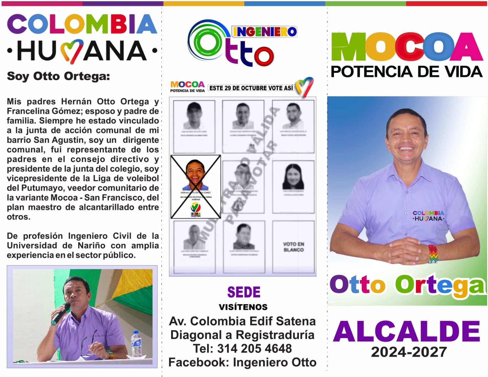 Otto Ortega. Propuesta de Gobierno Alcaldía de Mocoa 2024 - 2027 - MiPutumayo Noticias