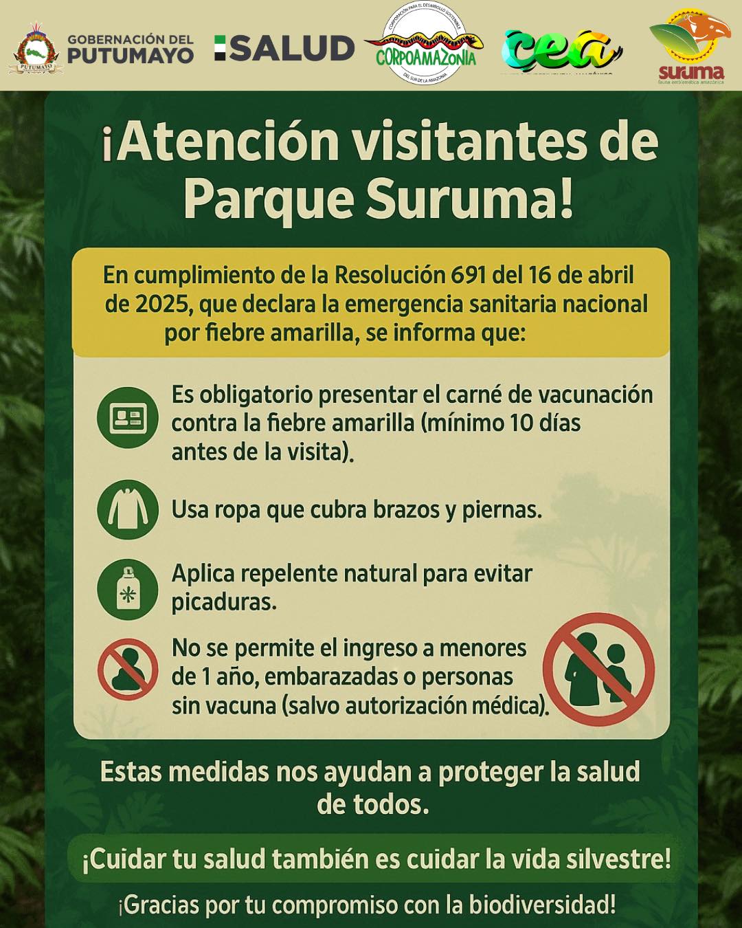 Parque Suruma exigirá Carnét de Vacunación a los usuarios - MiPutumayo ...